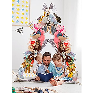 2 Pcs Cotton Boho Macrame Stuffed Animal Hanging Chain- Strong Toy Organizer Storage Chain 78" Handmade Plush Toys Hanging Chain with 40 Clips & 4 Hook Wall Toy Storage Chain Decor for Toys Hats