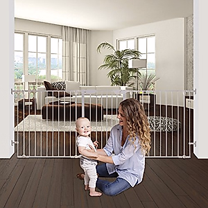 Dreambaby Newport Adapta Baby Gate - Use at Top or Bottom of Stairs - for Straight, Angled or Irregular Shaped Openings (White)