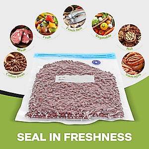 VMstr 60 PCS Food Vacuum Zipper Bags, Sous Vide Bags for Cooking(10.24 * 11.02in), Use with Food Handheld Vacuum Sealers