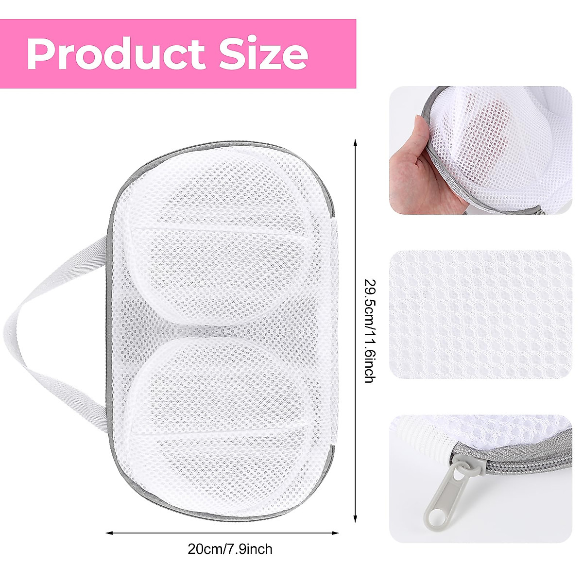 Bra Wash Bags for Laundry, Large Lingerie Underwear Brassiere Bag Set for Washing Machine With Zipper for Women Laundry Storage Washing Delicates (A to C Cups)