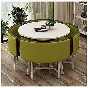 5-Piece Round Dining Table Set for 4, Round Kitchen Dining Table 80cm 1 Table 4 Chairs Table and Chair Set,Office Reception Table and Chair Set,Coffee Table and Chair Set,for Family Apartment
