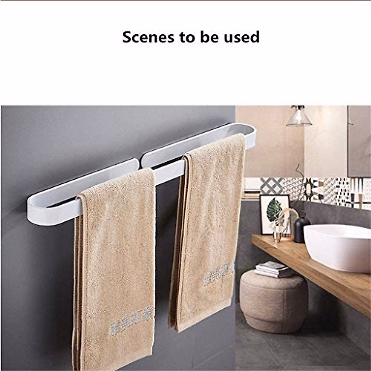 LIRUXUN Bathroom Towel Bar, Hand Towel Holder Cloths Hanger,Towel Bar Self Adhesive Bathroom Storage Rack Bath Wall Shelf Rack Bathroom Organizers