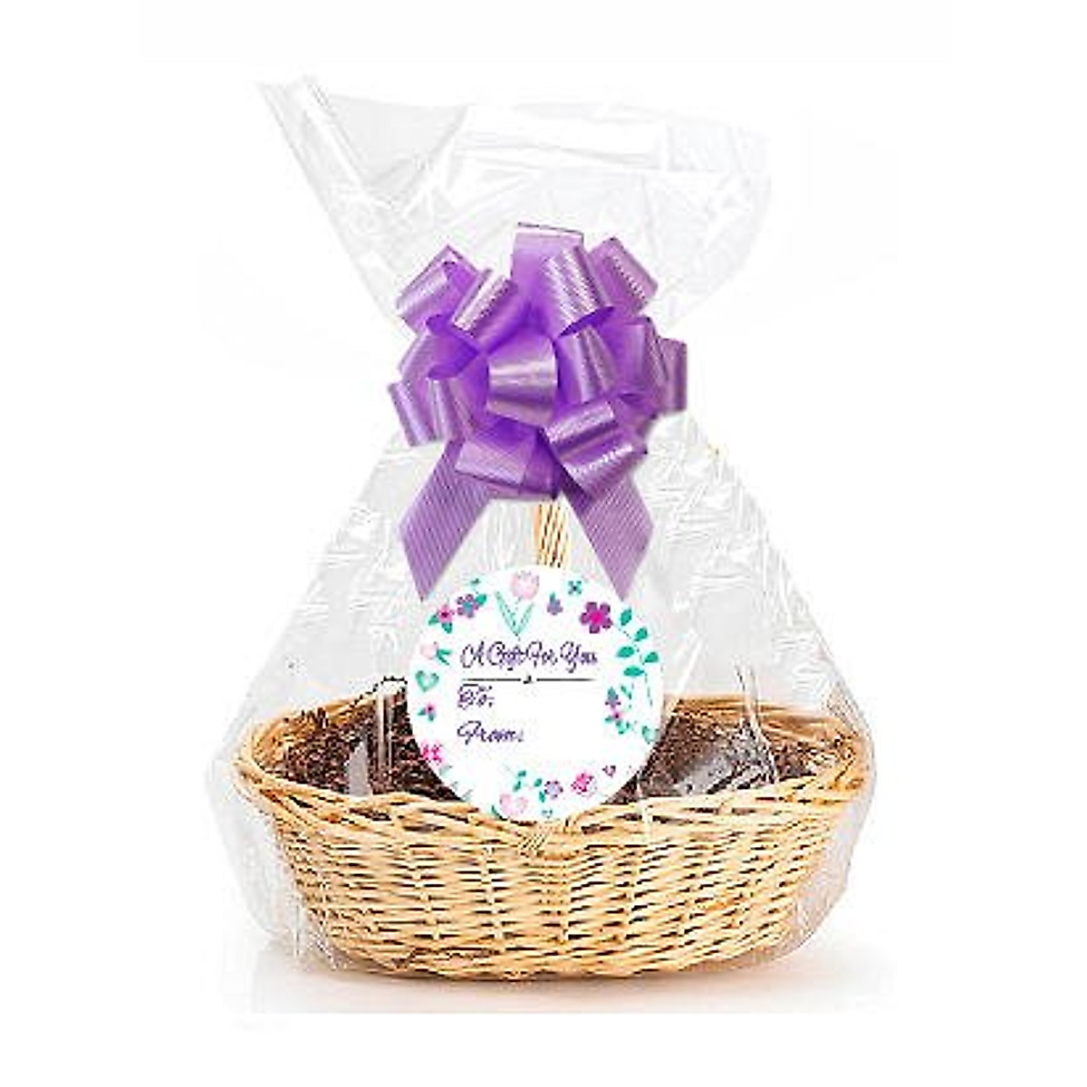 Lavendar Blossom 2Pack Designer Cello Bags/Tags/Bows Cellophane Extra Large Gift Basket Packaging Bags Flat 25" X 30"