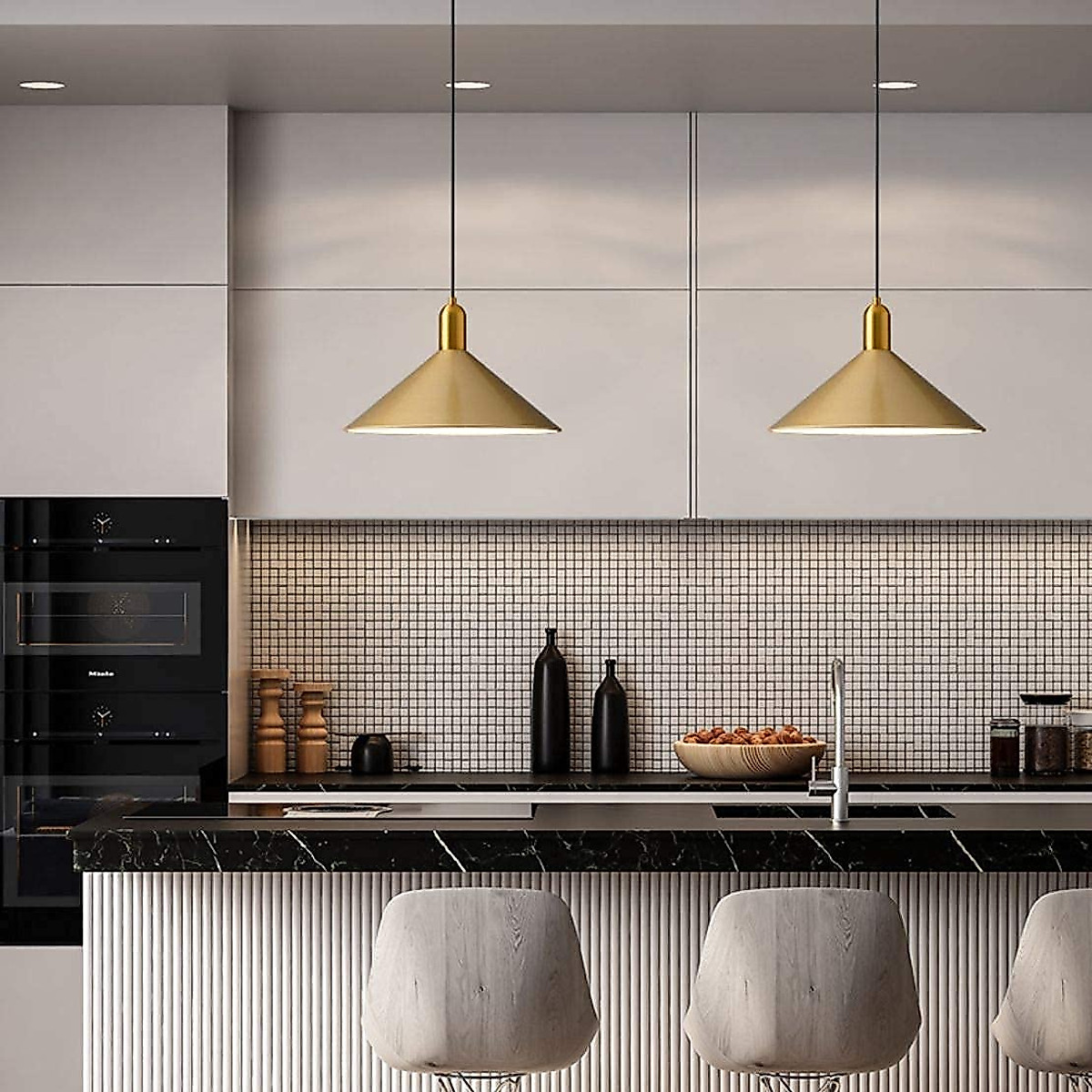 KCO Lighting Mid Century Modern Dome Pendant Light Gold and Black Barn Pendant Light Brass Cone Ceiling Pendant Light Fixture Farmhouse Kitchen Island Lighting (Gold)