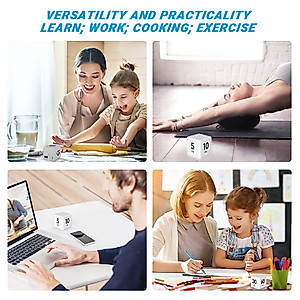 welltop Cube Timer, 2 Pack Kitchen Timer with 4 LED Light Alarm Kids Child Exercise Workout Gravity Sensor Flip Timer for Time Management and Countdown Settings (White - 1 3 5 10 and 15 20 30 60 min)