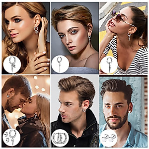 Earrings For Men, 24 Pieces Stainless Steel Cross Hinged Hoop Dangle Earrings For Men Women(Silver)