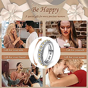 SuanlaTDS Daisy Rotating Ring Double,Fashion Trend Flower Full Diamond Zircon Ring Ladies Jewelry Diamond Gift for Her and Mom (9)