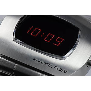 Hamilton Watch American Classic PSR Digital Quartz | Swiss Made | 40.8mm x 34.7mm Stainless Steel Case | Black Dial Digital Watch | Silver Stainless steel Bracelet (Model: H52414130)