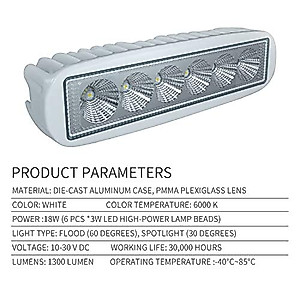 Handxen Boat Deck Light - LED 18W 1600 Lumen Spreader - Long Lasting - Flood Marine-Grade T-Top Boat Deck Lights - Extremely Bright - Durable Quality - Ideal for Marine Boats Cars Trucks (2 Pack)