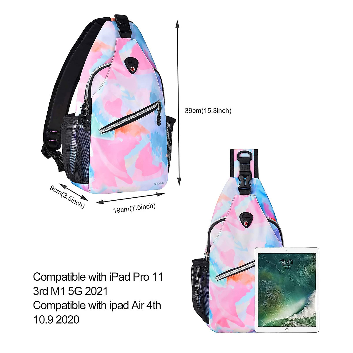 MOSISO Sling Backpack, Multipurpose Travel Hiking Daypack Rope Crossbody Shoulder Bag, Graffiti Art