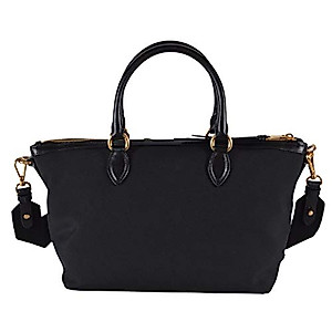 Prada Womens Logo Jacquard Black Canvas Satchel Crossbody Bag 1BA104