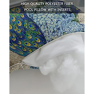 Prime Leader Recliner Head Pillow Ledge Loungers Chair Pillows with Insert Rustic Peacock Lumbar Pillow with Adjustable Strap Outdoor Waterproof Patio Pillows for Couch Beach Pool Office Chair, 2 PCS