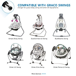 PwrON 5V Replacement Graco Swing Power Cord Compatible with Graco Simple Sway, Graco Glider LX/Elite/Premier/Petite LX; Sweetpeace, DuetSoothe, DuetConnect LX, Sweet Snuggle, Comfy Cove DLX Baby