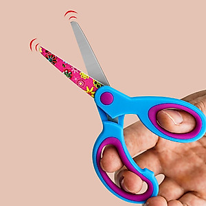 kids Scissors 3 Pack Children's Scissors with Comfort Handles 5" Safety Blunt Tip Scissors Floral Print Blades and Soft Grip Cute Scissors,School, DIY, Home, Classroom Use Crafting Cutting Paper