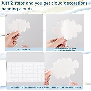 16 Pcs 3D Cloud Decorations Hanging Clouds for Ceiling Artificial Clouds Props Fake Cloud Ornaments Wall Decor Clouds Imitation Decorations Baby Shower Ceiling Party Nursery Children Room Art Wedding