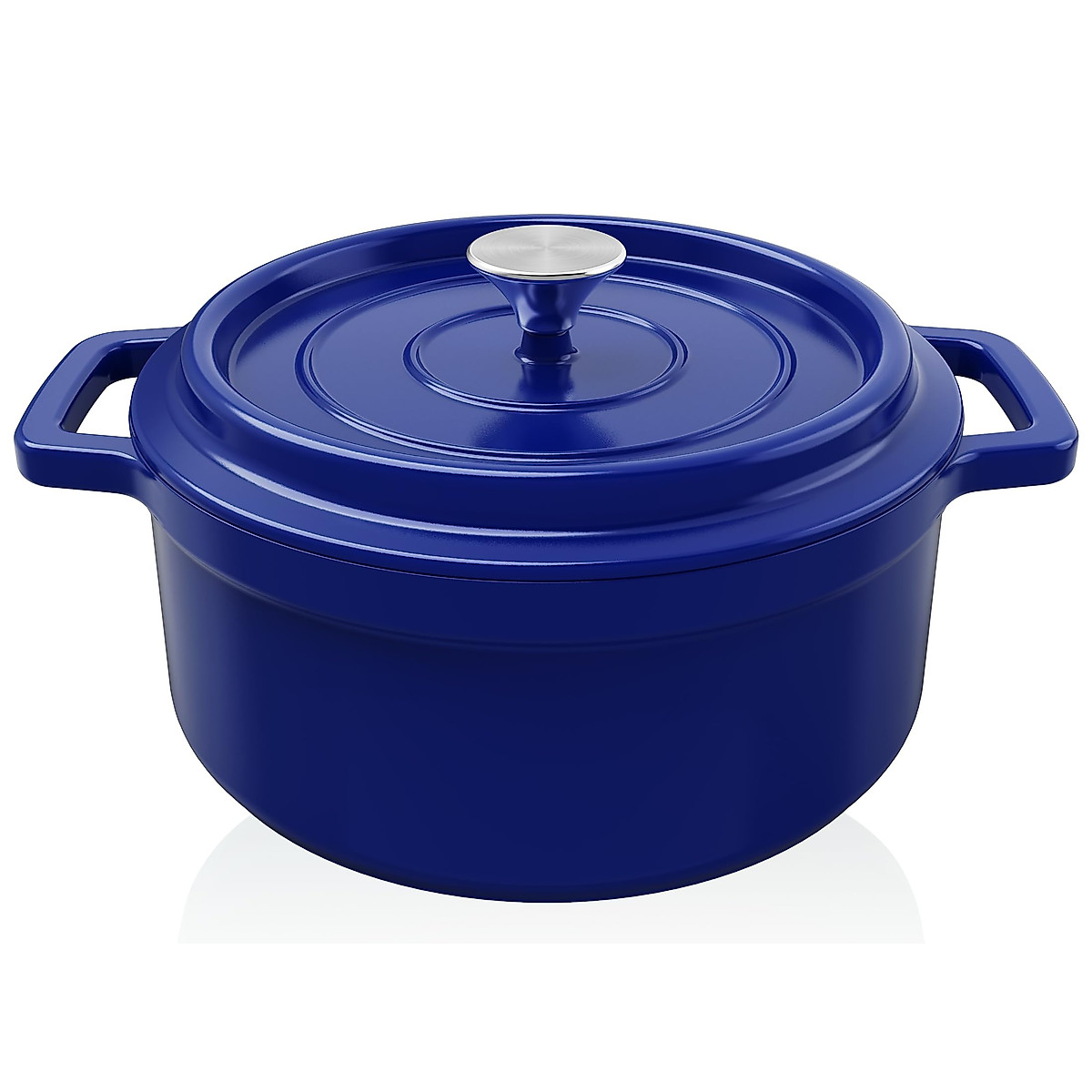 MEIGUI 4QT Cast Iron Dutch Oven, Enameled Non-Stick Dutch Oven, Round Dutch Oven Pot with Lid, Pre-Seasoned Large Dutch Oven Liners, for Sourdough Bread Baking, Braising, Soups, Family Sharing, Blue
