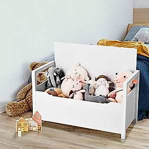 Giantex Shoe Storage Bench with Cushion, Entryway Storage Benches, End of Bed Bench for Bedroom, Wood Shoe Bench with Seat, 34" L×15" W×19" H, White