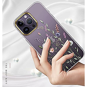 luolnh Compatible with iPhone 14 Pro Max Case with Flowers,for Girly Women,Shockproof Clear Floral Pattern Hard Back Cover for iPhone 14 Pro Max 6.7 inch 2022 -Wildflower