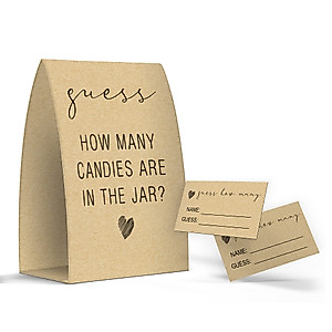 Guess How Many Candies Are In The Jar, Kraft, Baby Shower Games, Baby Shower Decorations - One Sign and 50 Cards(GUESS005)