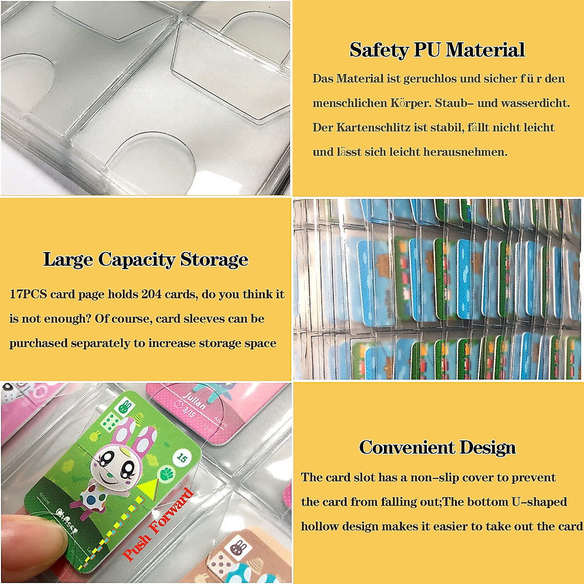 120 Pockets Extra Expansion Binder Sleeves for Animal Crossing Mini Cards Binder, ACNH NFC Tag Game Mini Cards Binder Sleeves 10 Packs