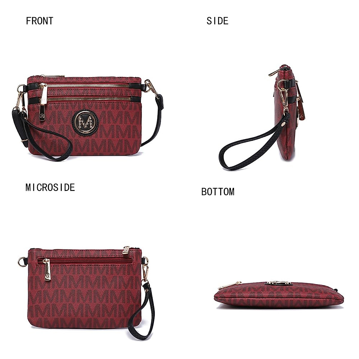 MKF 2 in 1 Crossbody Bags for Women, Wristlet Purse - Ladys Small PU Leather Messenger Handbag - Adjustable Strap Red