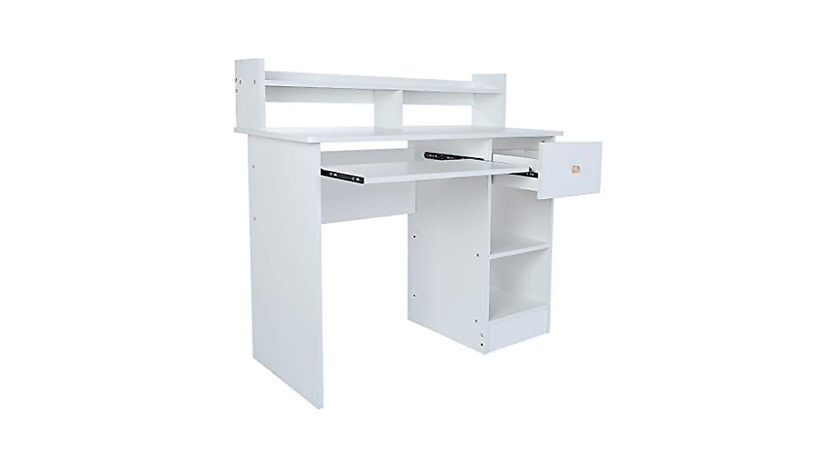 GFHFHITJ Modern White Desktop Desk with Storage & Drawers
