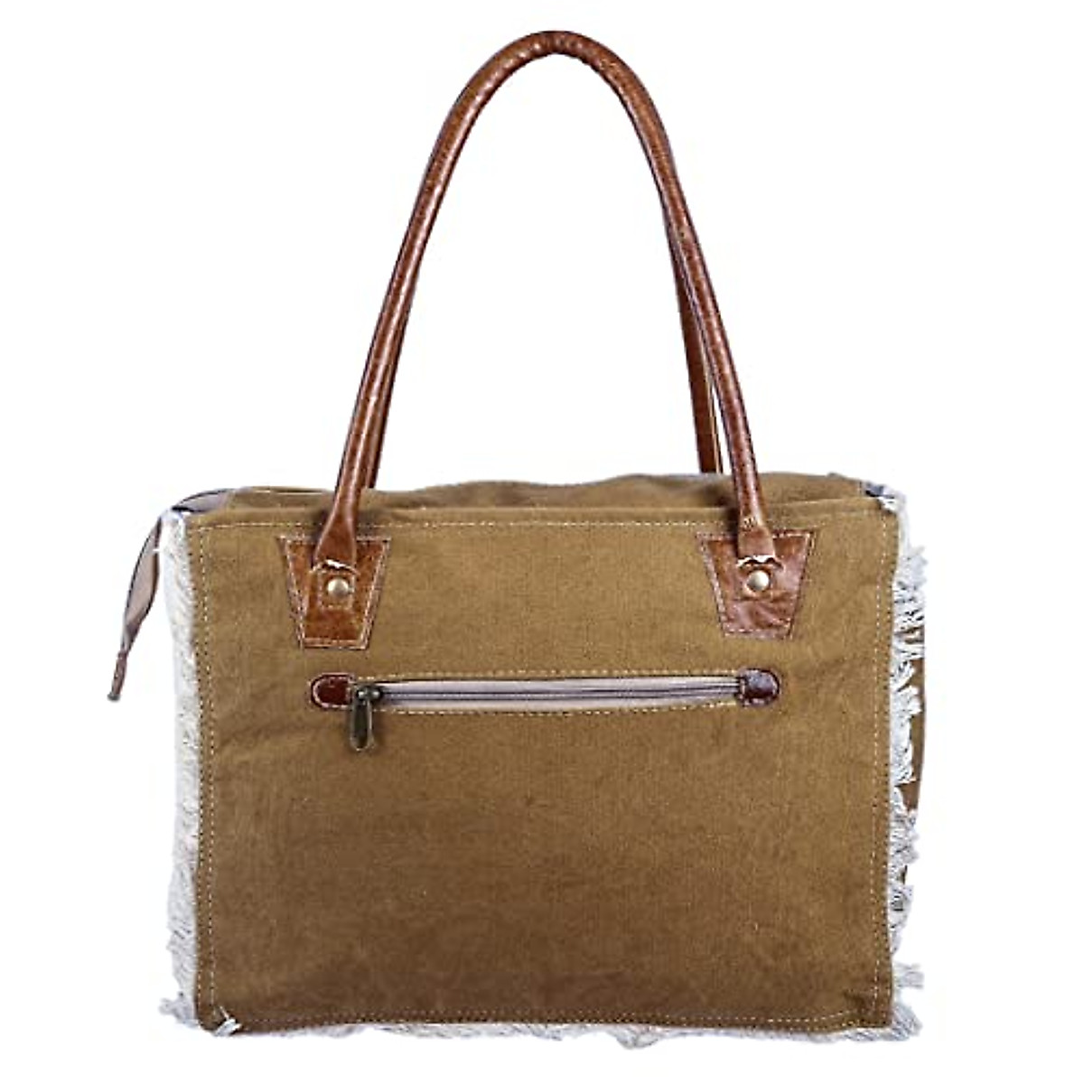 VINTAGE CRAFTS Bags Sel De Mer Upcycled Canvas Hand Bag Upcycled Canvas & Cowhide Tote Bag Radiant Leather Bag