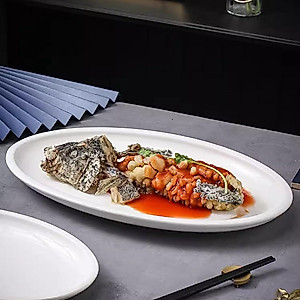 Dinner Plates Set Fish Plate Household Steamed Fish Plate Large Hotel Restaurant Commercial Tableware Oval Dish Kitchen Salad Bowl (Size : Small)