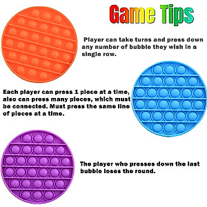 Mirenlife 5 Packs Pop Sensory Fidget Toys, Push Bubble Fidget Sensory Toys, Silicone Pressure Relieving Toys, Silicone Squeeze Sensory Toys, Round