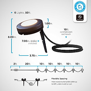 Enbrighten LED Ground Lights, 6 Path Lights, 50ft, Color Changing, Remote Control, Outdoor Path Lighting, 41012