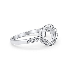 Blue Apple Co. O Open Circle Ring Round Simulated Cubic Zirconia 925 Sterling Silver Size-7