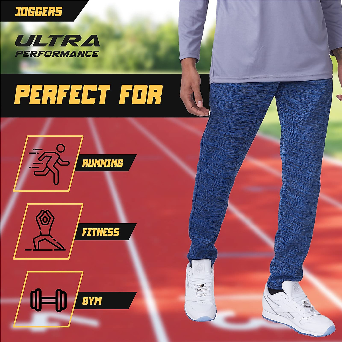 Ultra Performance 3 Pack Mens Open Bottom Sweatpants with Pockets, Casual Sweatpants for Men