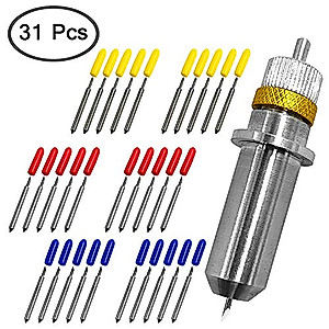 30 pcs (30/45/60 Degree) AFUNTA Blade Vinyl Cutter Plotter Cutting Blades for Roland & Most Domestic and Imported Plotter with Blade Holder Base