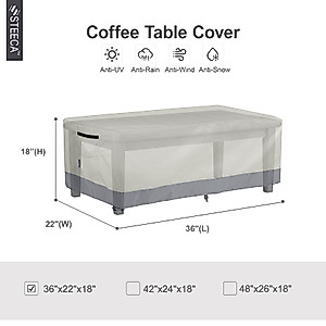 STEECA Patio Coffee Table Cover, Waterproof Rectangular Small Side Table Cover for Outdoor Furniture 36L x 22W x 18H inch