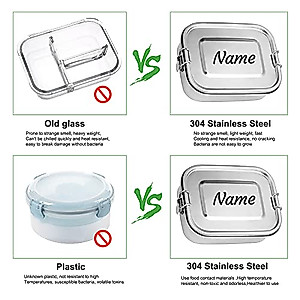 OXYEFEI Stainless Steel Bento Box, Personalized Lunch Container 3 Compartments can Hold All Kinds of Food Metal Lunch Box for Children or Adults (1800ml)