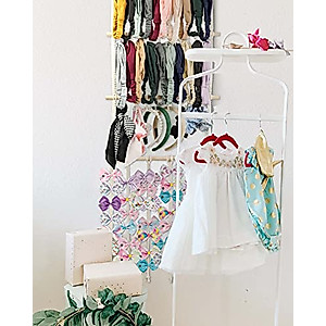 MoHern Headband Bow Holder Organizer for Girls, Baby Hair Bows Hanger with 30 Hooks, Hair Clip Accessories Storage Macrame Rack Boho Wall Hanging Decor for Nursery Room