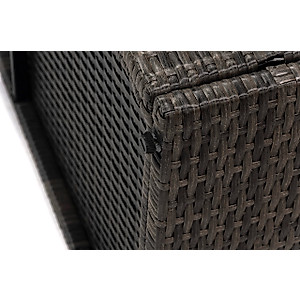 D&F Design Jackson Indoor & Outdoor PE Wicker Coffee Table with Storage, Patio Resin Rattan for Furniture Covers, Pillow, Toys and Gardening Tools Grey (Brownish Grey)