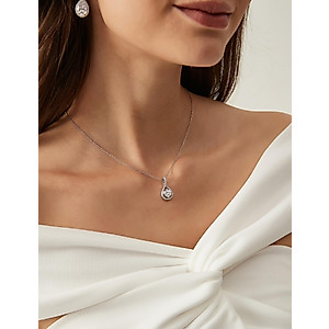 EAMTI 925 Sterling Silver Necklace for Women Cubic Zirconia Round Cut 1.25CT Pendant Necklace Dainty Jewelry Gifts for Women Mother's Day/Birthday/Anniversary Day/Valentine’s Day