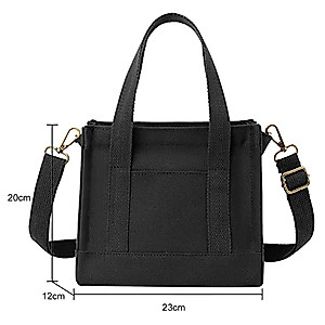 Mini Tote Bag Canvas Handbag Tote Purse with Zipper Women Canvas Crossbody Bag Purse Top Handle Satchel Handbag Purse