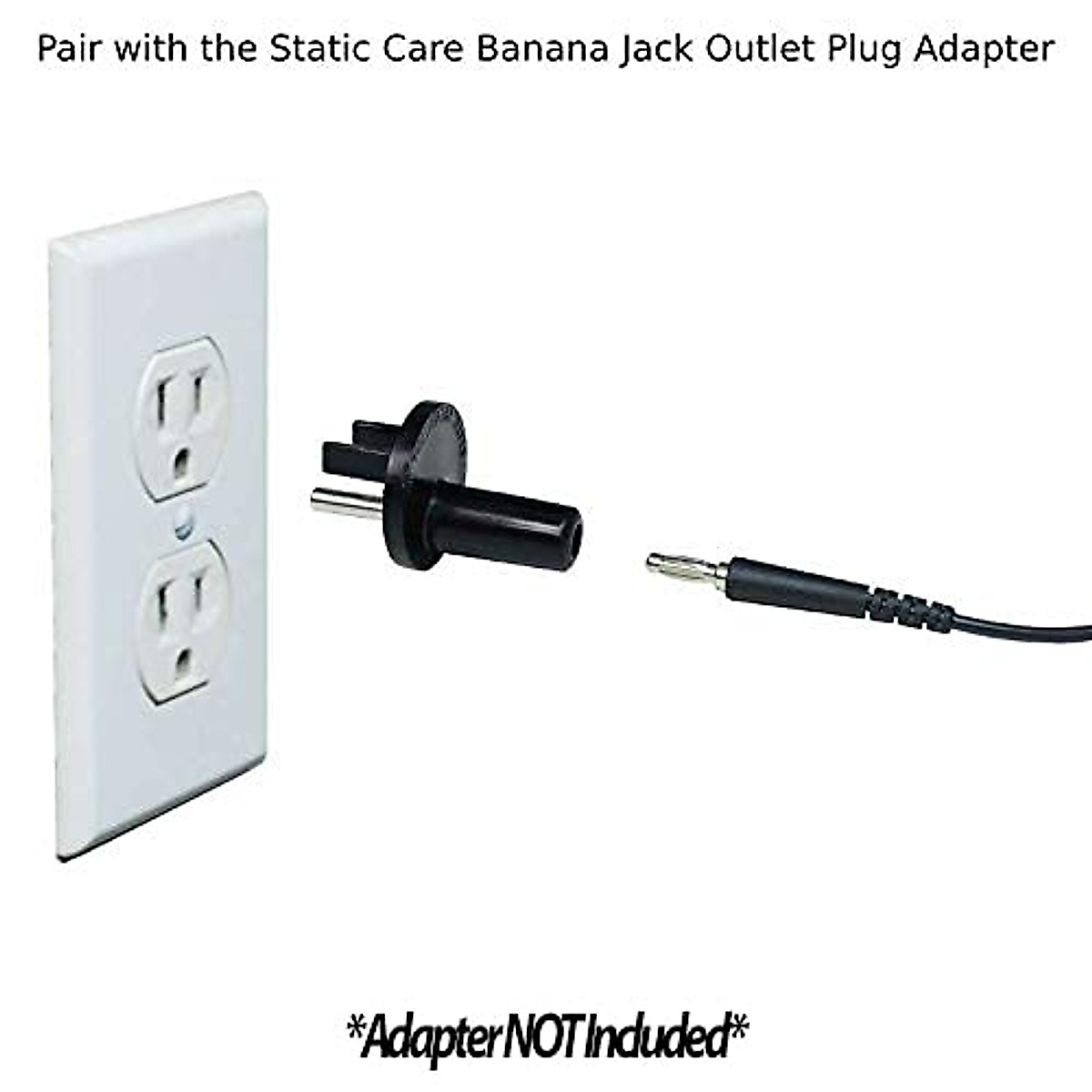 ESD Grounding Cable with Alligator Clip - 8 Feet - Ground Cable Cord with Clip, Earthing, Grounding, ESD, Static Control, EMF Radiation Fabrics, Plug into Your Outlet Grounding Adapter