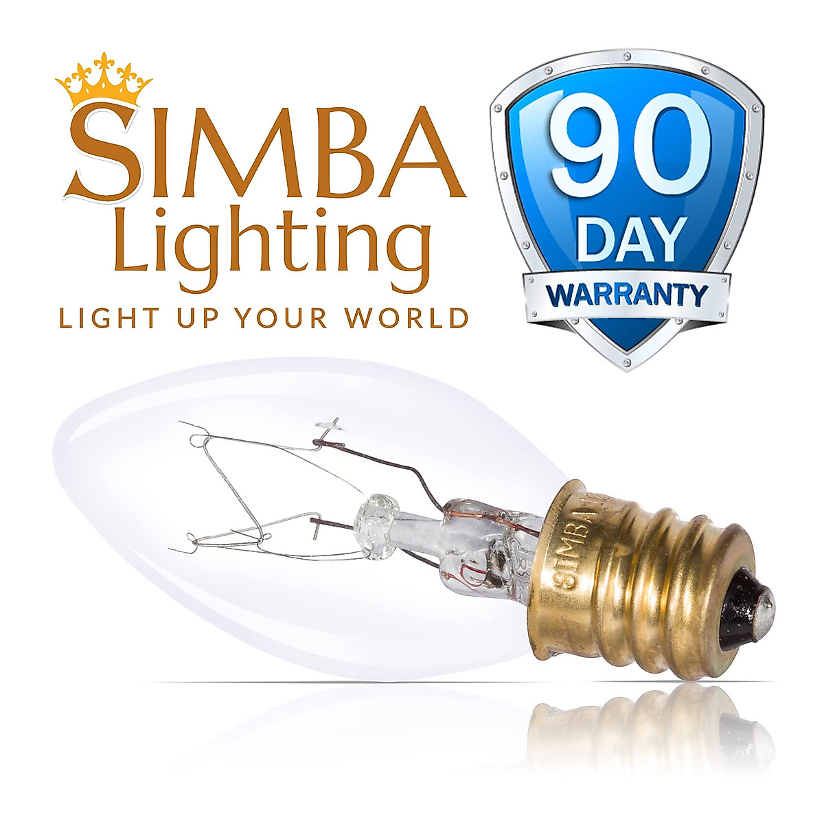 Simba Lighting C7 4W Replacement Bulb (6 Pack) for Night Light, Clear Candle Shape, 120V, E12 Candelabra Base, Dimmable, 2700K Warm White