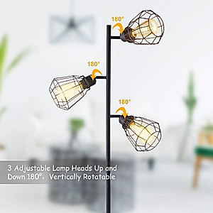 Floor lamp Industrial Floor Lamp 3 Head Lamp Fixture Compatible with Living Room Rustic Floor Lamp with 3 Light Bulbs
