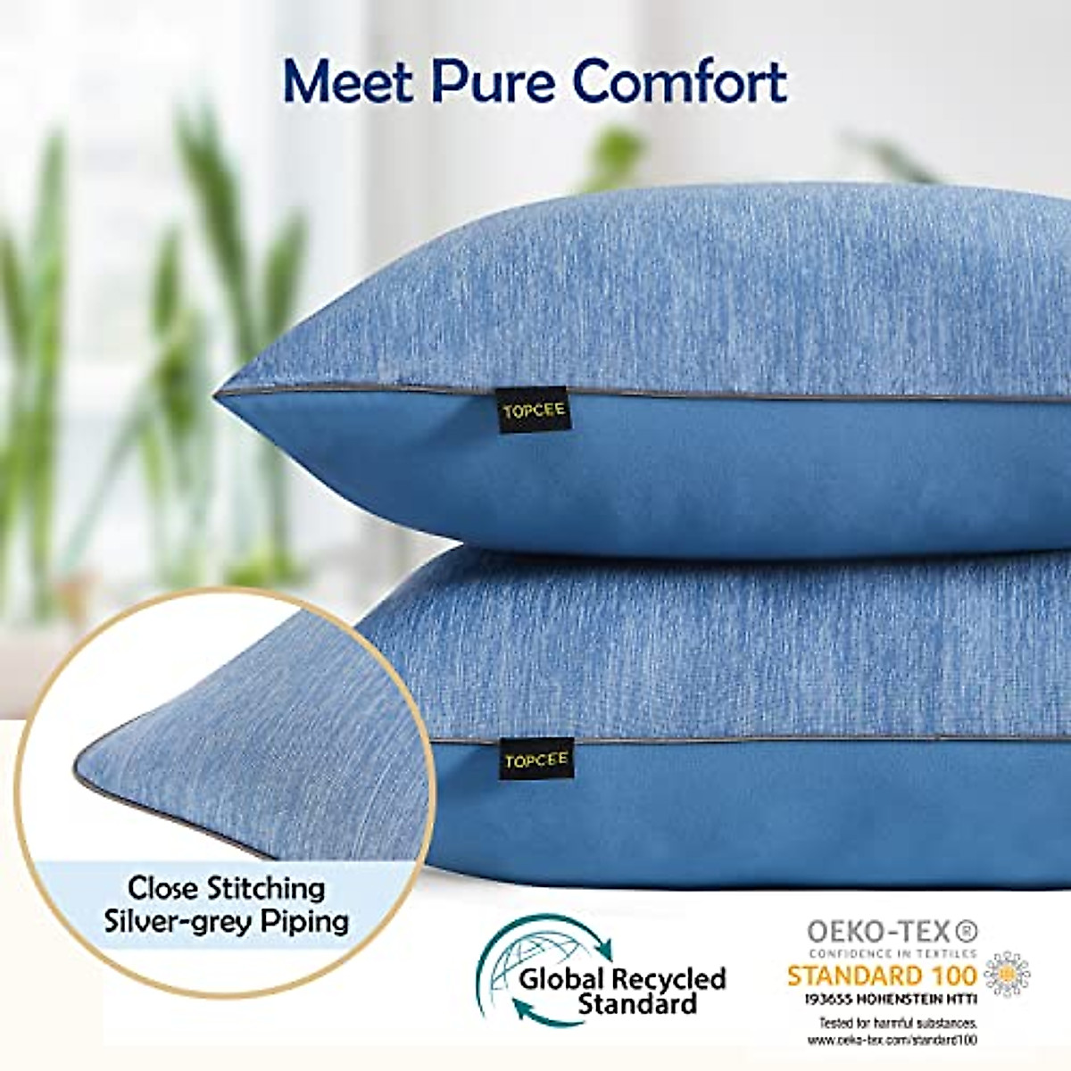 Topcee Bed Pillows for Sleeping 2 Pack, Standard Size Colling Pillow Set of 2 for Back, Stomach or Side Sleepers, Hotel Quality Firm Pillow, Bionic Down Filling Luxury Soft Supportive Pillows(20"*26")