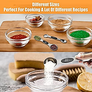 [9 Pack] Magnetic Measuring Spoons Set Dual Sided Measuring Scoop with Leveler Stainless Steel Measuring Spoons Kitchen Utensils Gadgets for Dry or Liquid Food