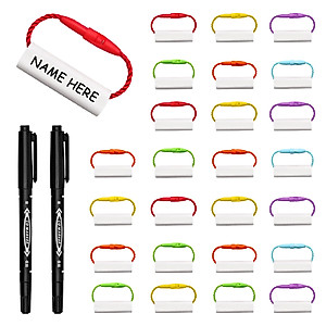 HVSWLY 100PCS Waterproof Shoe Name Tags,Water Bottles Labels,Name Tags for Daycare Items,Writable Name Labels for Kids Backpack,Shoes,Travel Luggage,School Supplies,with 2 Markers