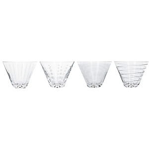 Mikasa 'Cheers' Stemless Martini Glasses/Martini Cocktail Glasses with Decorative Etching, Crystal Glass, Silver Effect, 400 ml, Set of 4
