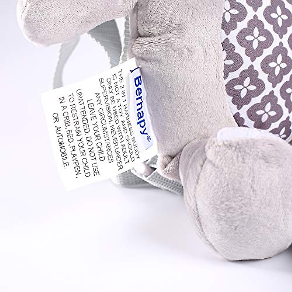 Berhapy 2 in 1 Gray Elephant Toddler Safety Harness Backpack Children's Walking Leash Strap Baby Leash for 1-3 Years Old Kid Leash for Boys and Girls