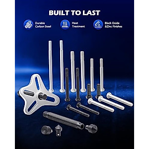 Orion Motor Tech Harmonic Balancer Puller Kit, Power Steering Pulley Puller Installer Tool Set, Automotive Steering Wheel Puller Tool Kit, Flange Type Gear and Crank Puller Set