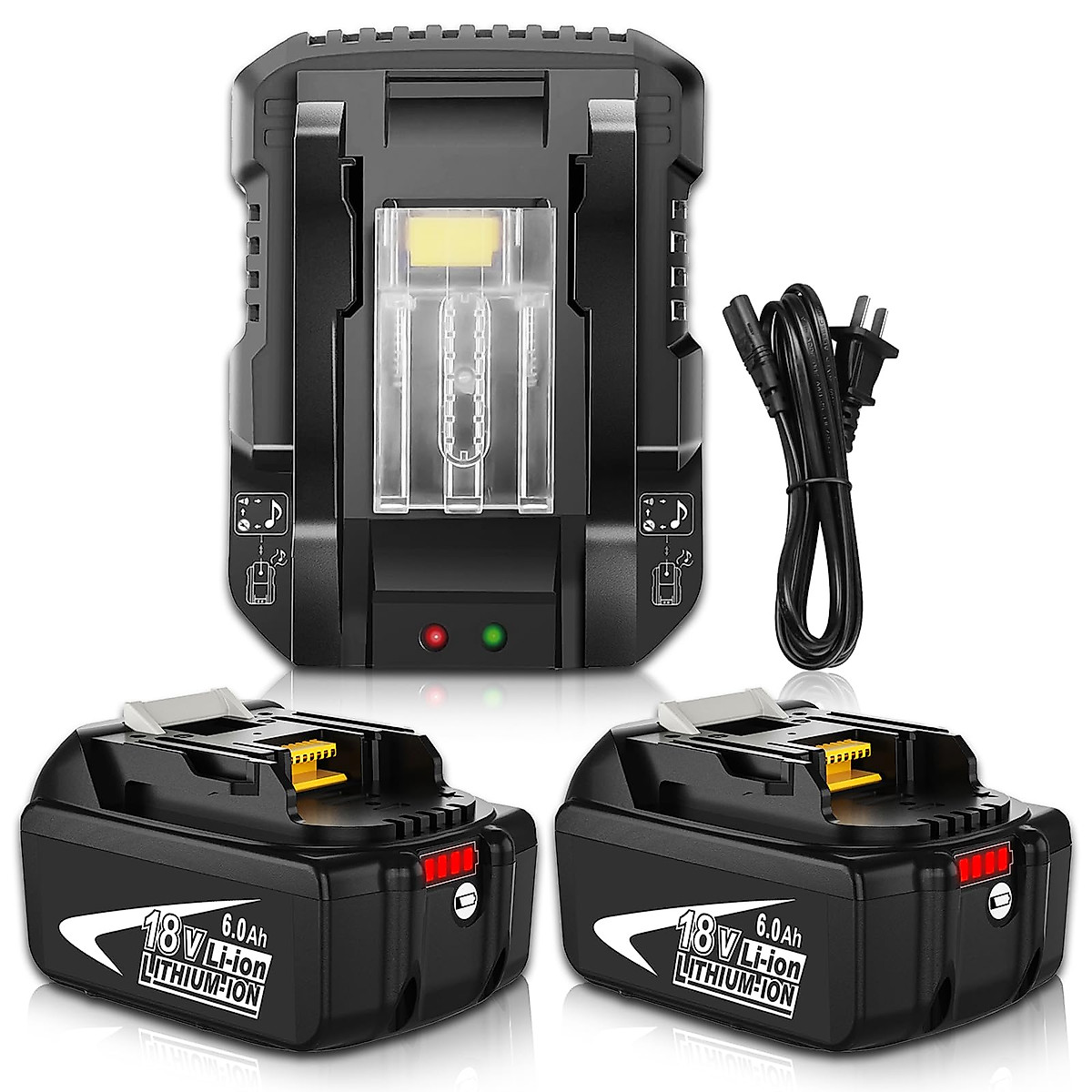 OHYES BAT 2Packs 6.0Ah BL1860B 18 Volt Replacement Battery and DC18RC Charger Compatible with 18V Battery Lithium ion