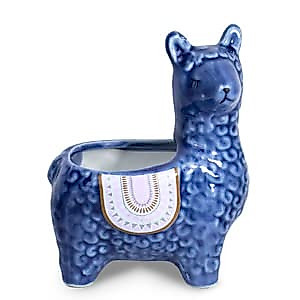 Dahlia Cute Llama Ceramic Succulent Planter/Plant Pot/Flower Pot/Bonsai Pot, Blue